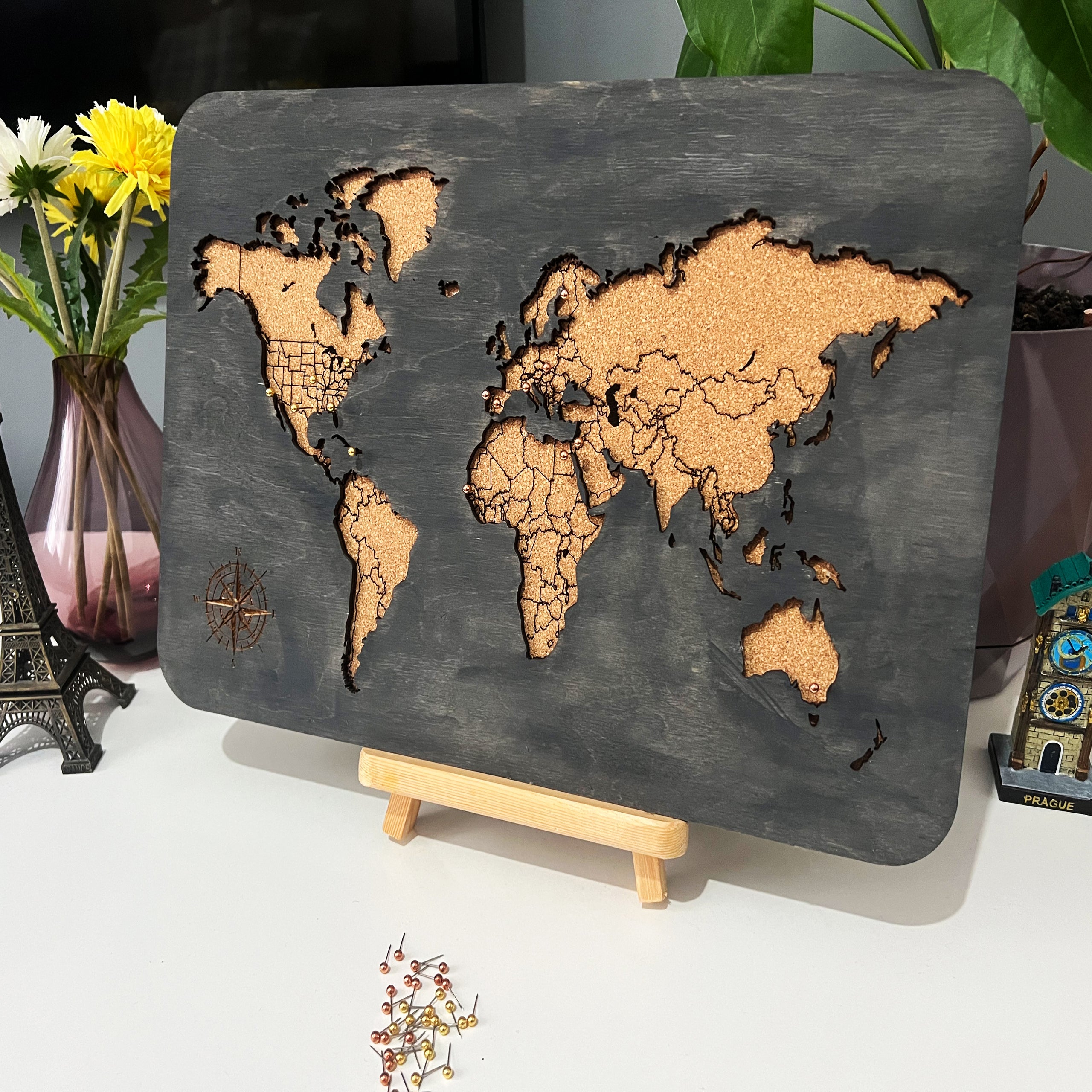 Cork Board World Map for push pins – MapofxGlobal