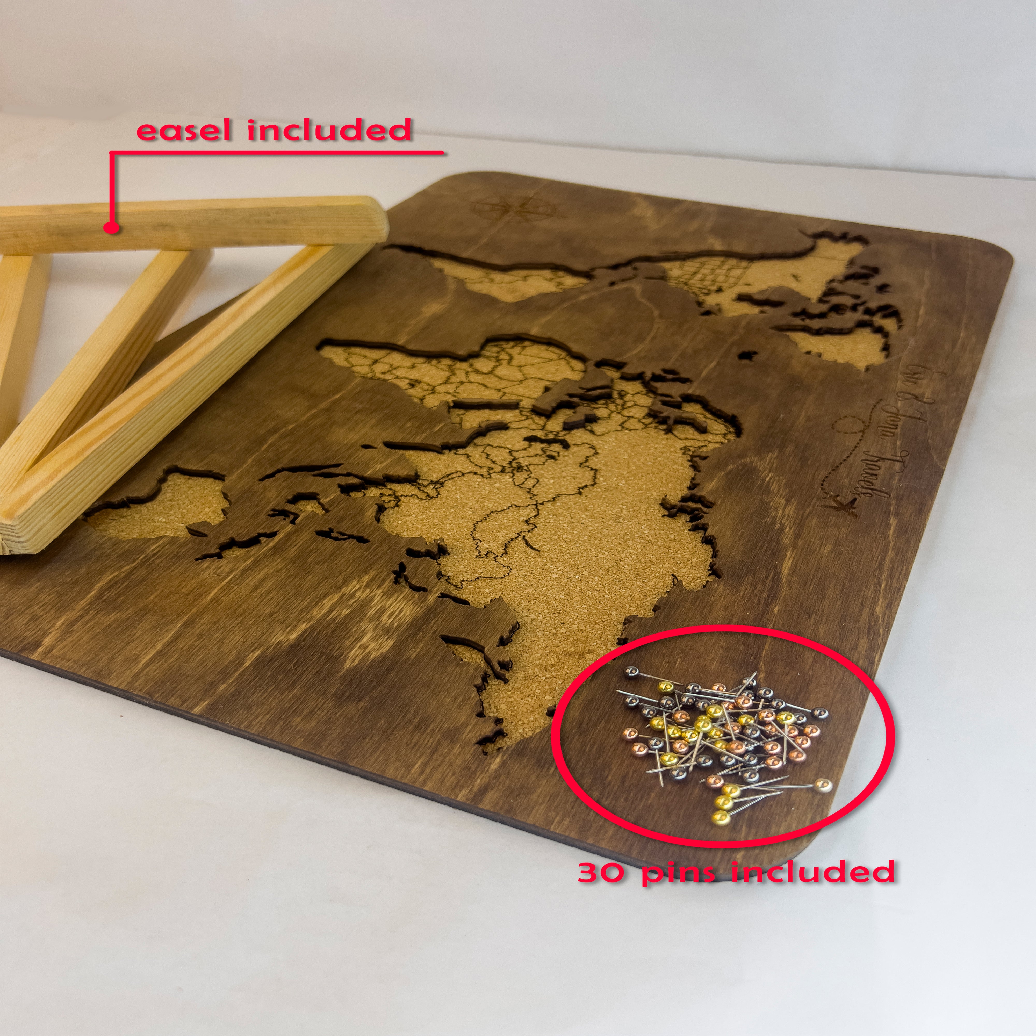 Cork Board World Map for push pins – MapofxGlobal